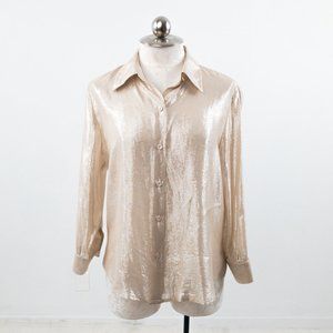 Vintage | Tops | Vintage Sparkly Silk Champagne Long Sleeved Blouse ...